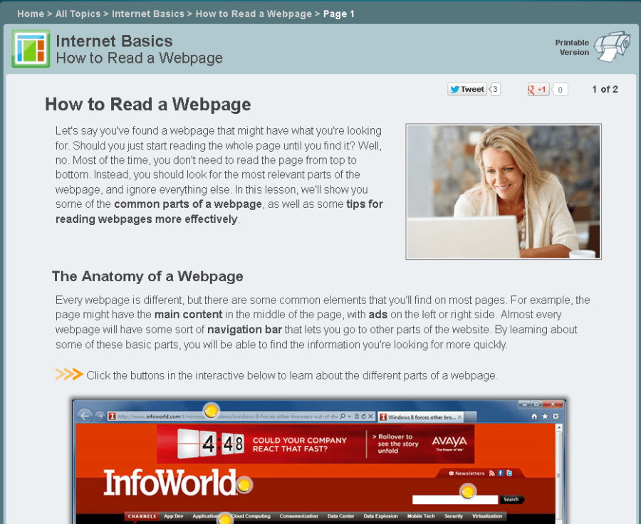 Lesson 3 How To Read a Webpage - Technology Curriculum